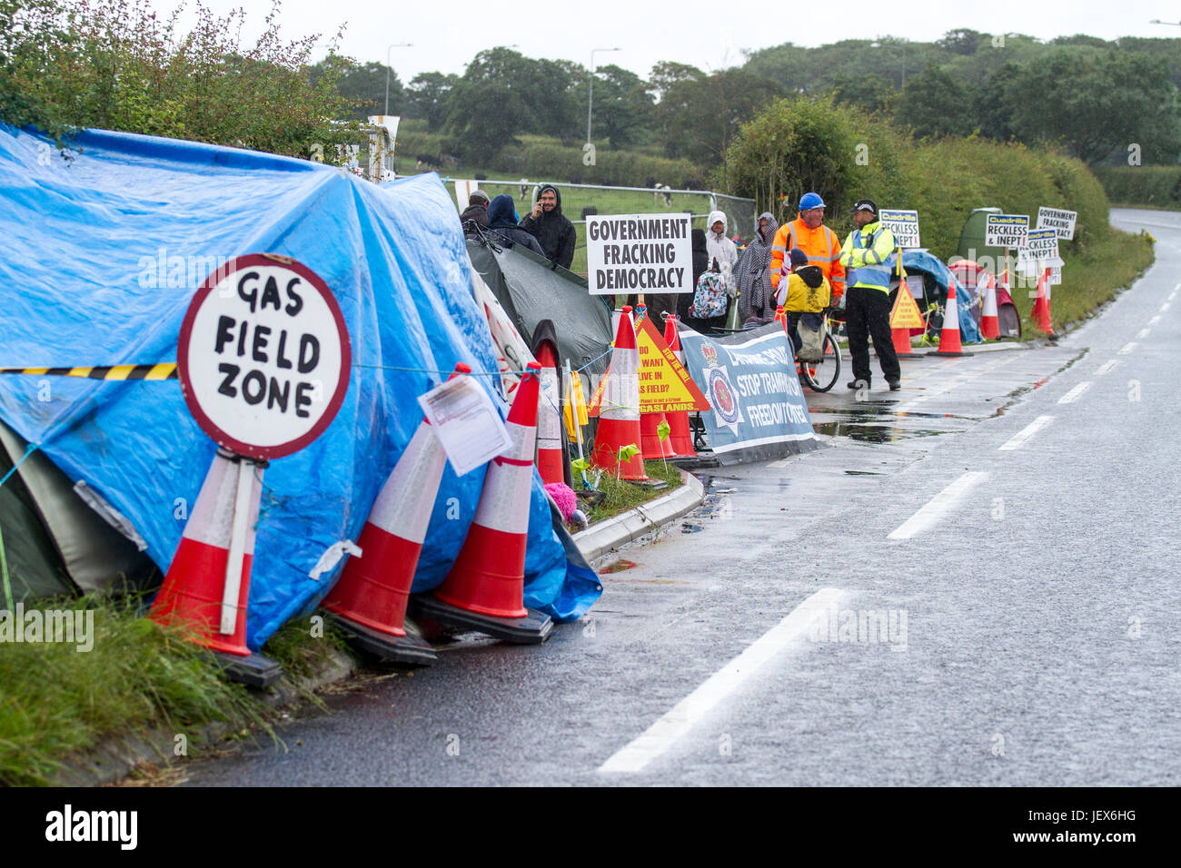 Blackpool, Lancashire, 28th June 2017. Fracking Protest continues. Anti ...