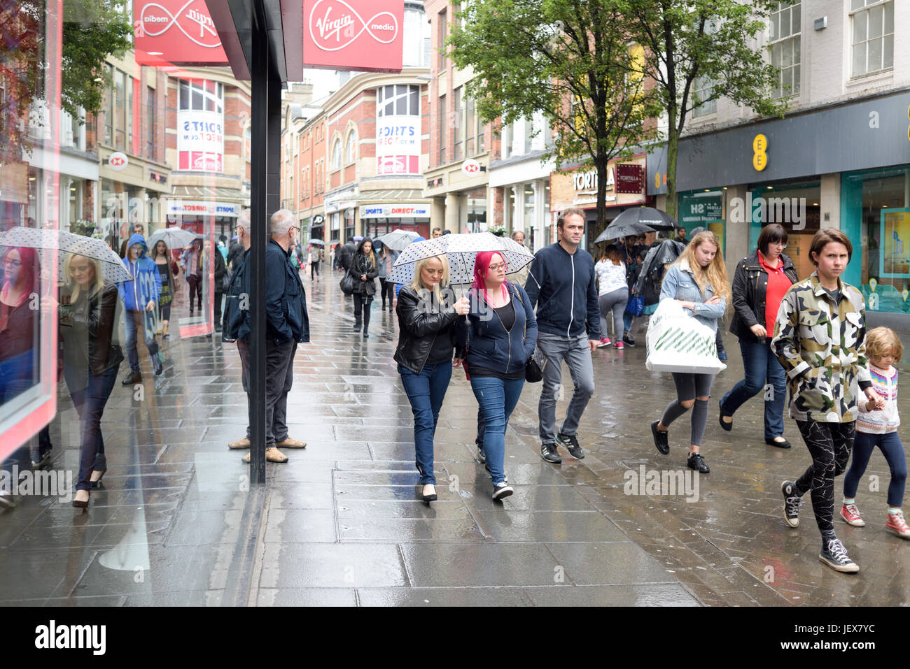 Nottingham, UK:28th June 2017: Torrential rain in Nottingham city ...