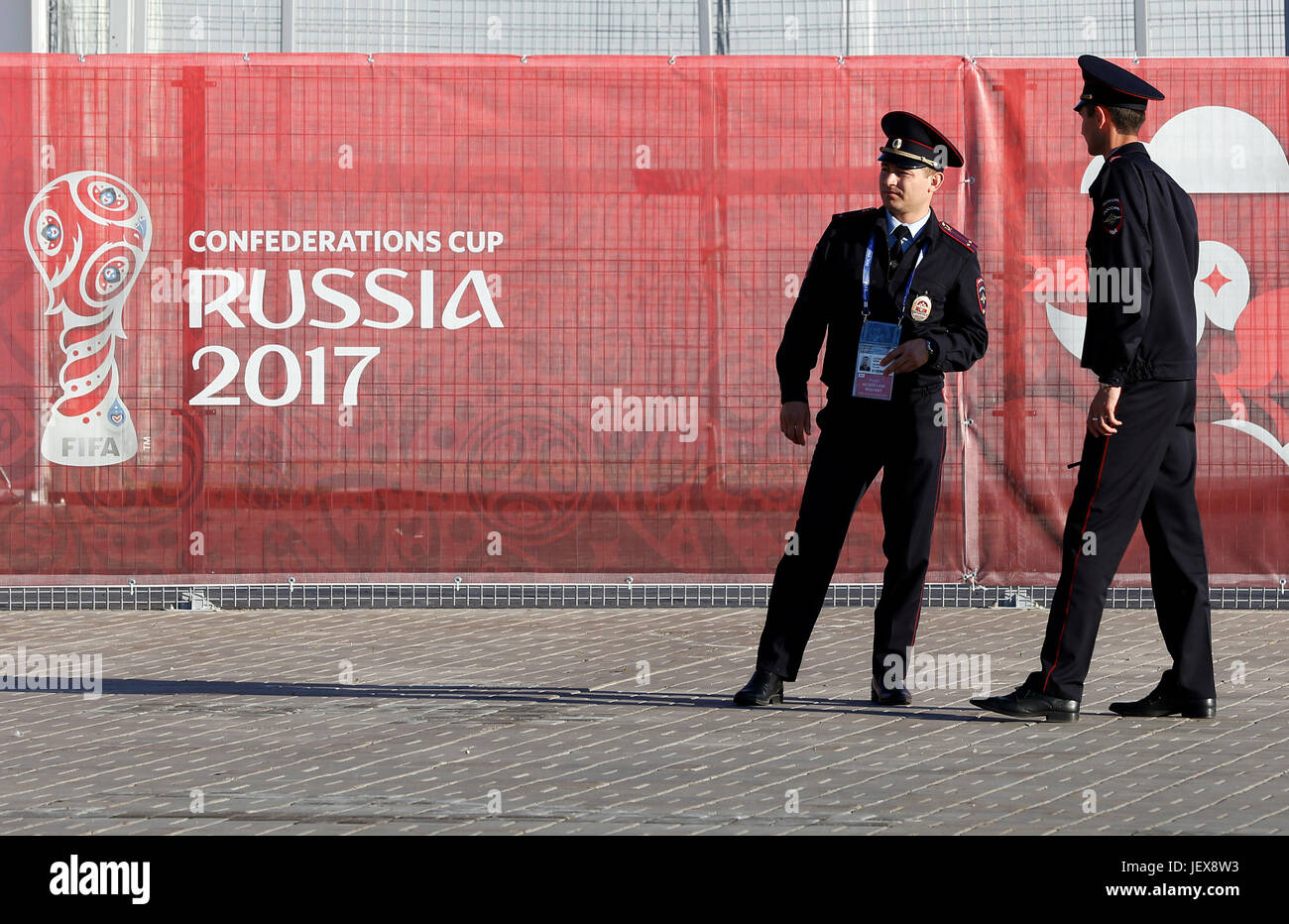KAZAN, RT - 28.06.2017: PORTUGAL VS CHILE - Russian police make the ...