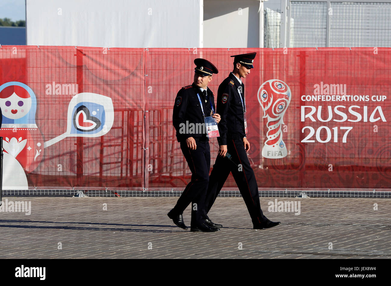 KAZAN, RT - 28.06.2017: PORTUGAL VS CHILE - Russian police make the ...