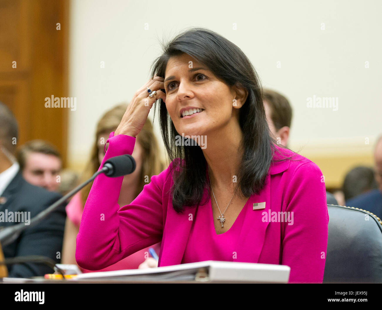 United States Ambassador to the United Nations Nikki Haley gives ...