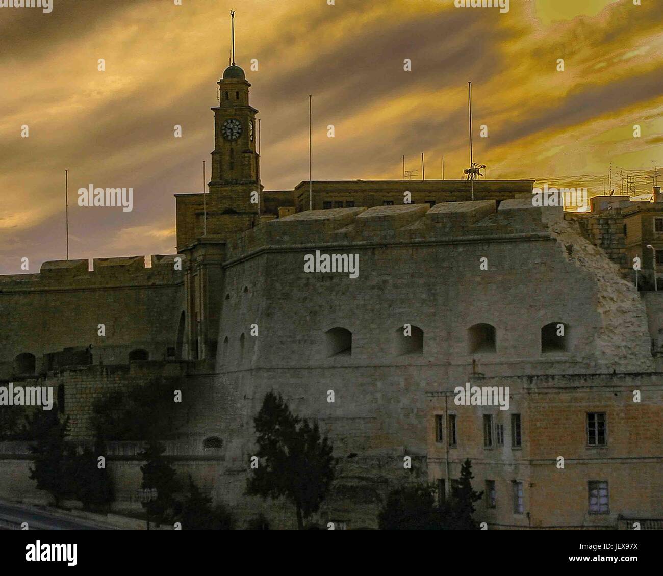 Valletta, Malta. 27th Sep, 2004. The historic Fort St Michael clock ...