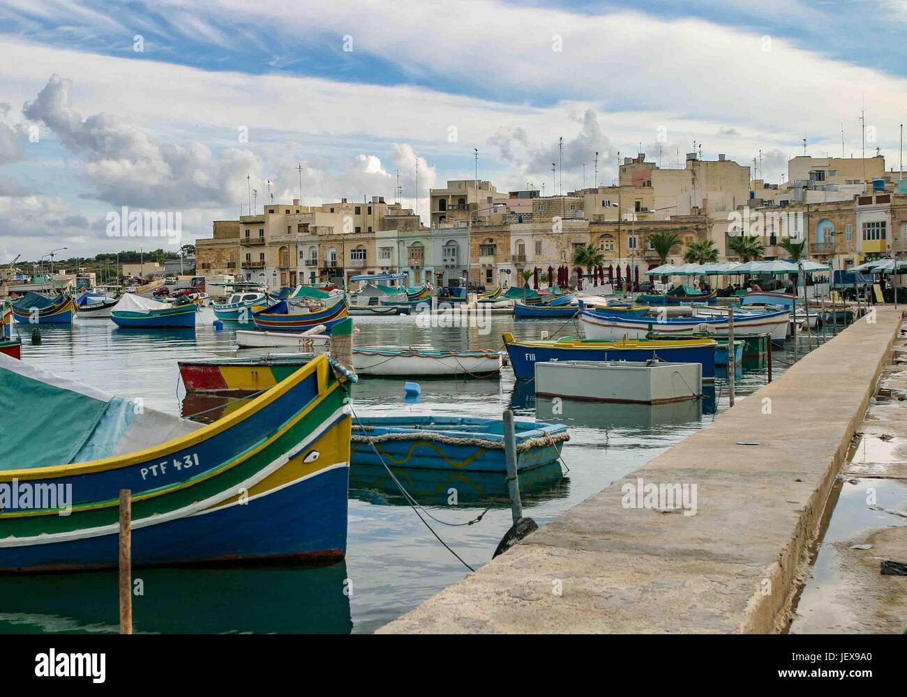 Marsaxlokk, Malta. 27th Sep, 2004. Anchored in the bay in Marsaxlokk ...