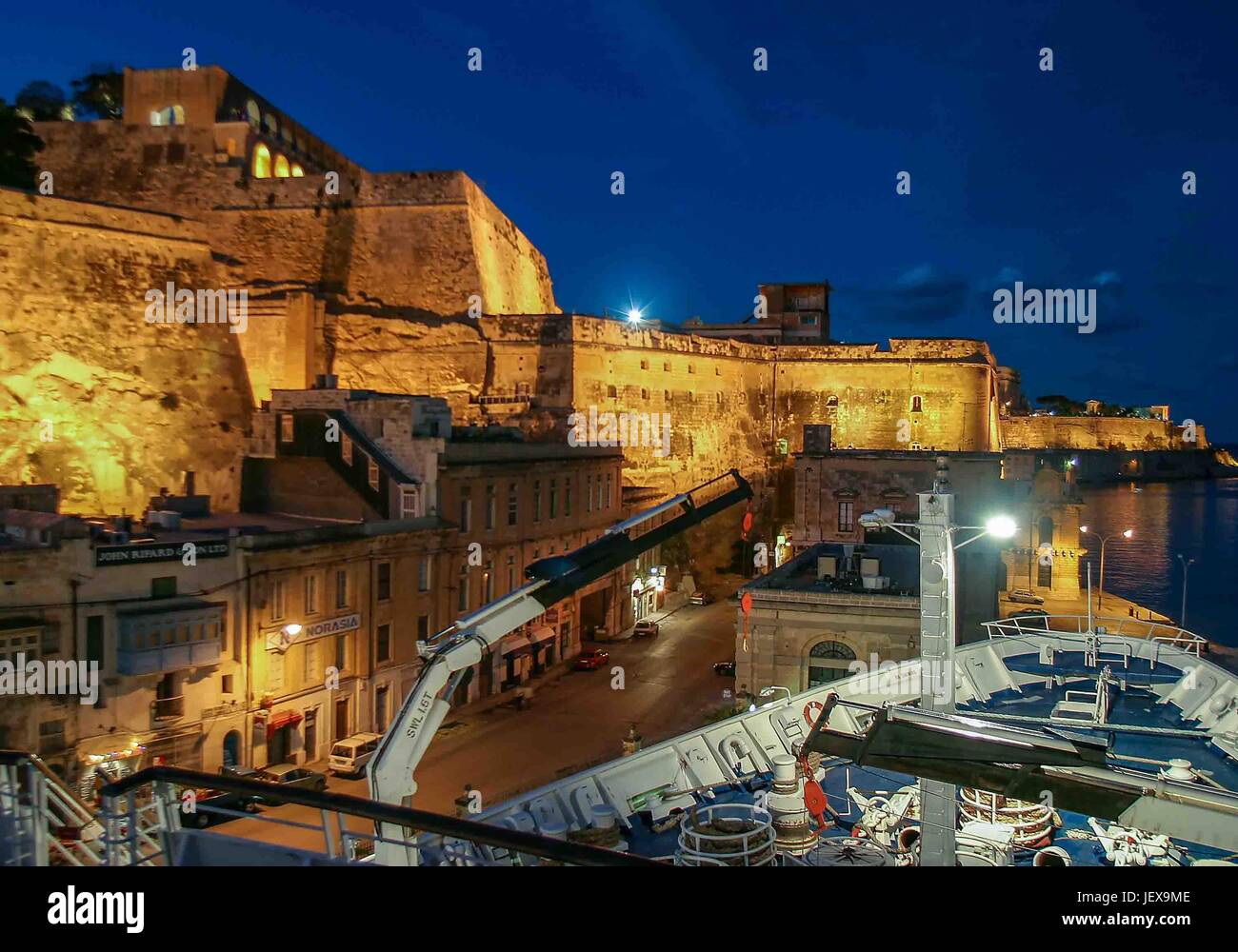 September 27, 2004 - Valletta, Malta - Illuminated at night, the ...