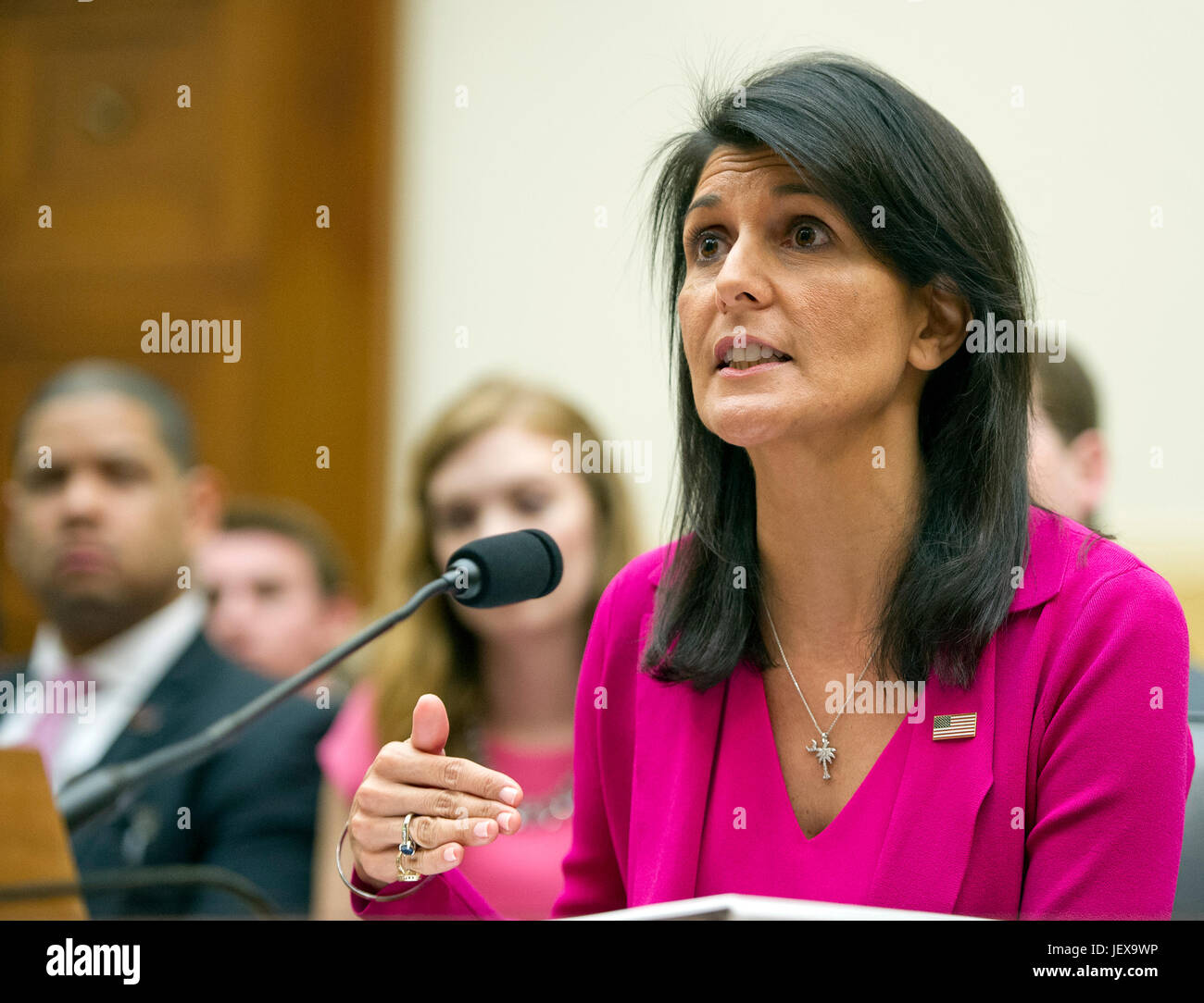 United States Ambassador to the United Nations Nikki Haley gives ...