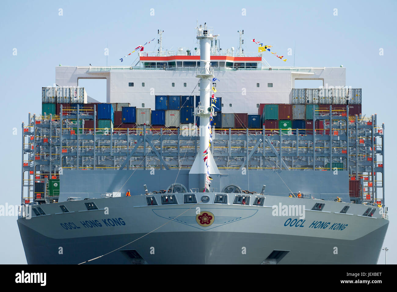 Gdansk, Poland. 28th June, 2017. 400 meter long container ship OOCL ...