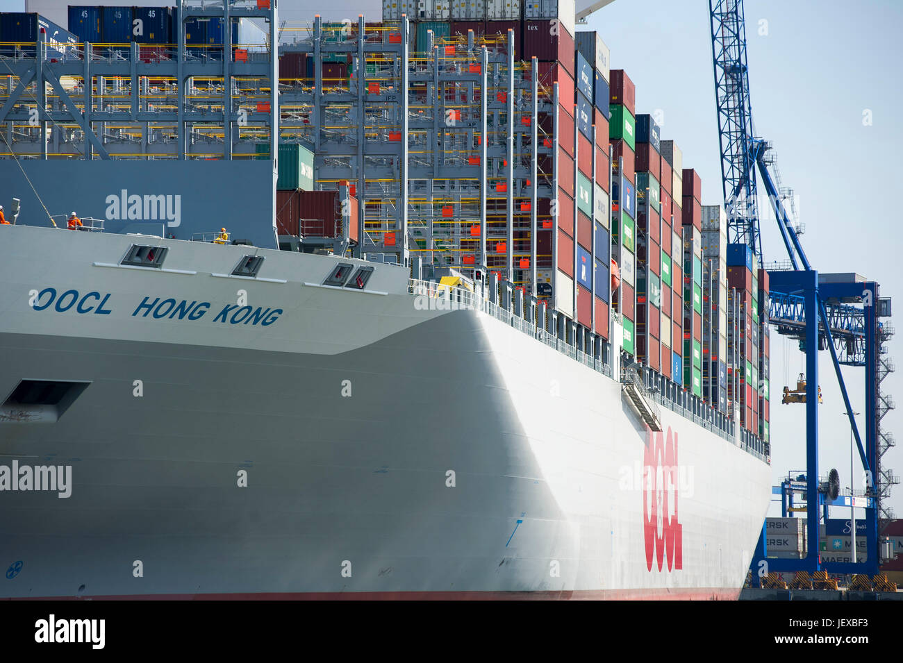 Gdansk, Poland. 28th June, 2017. 400 meter long container ship OOCL ...