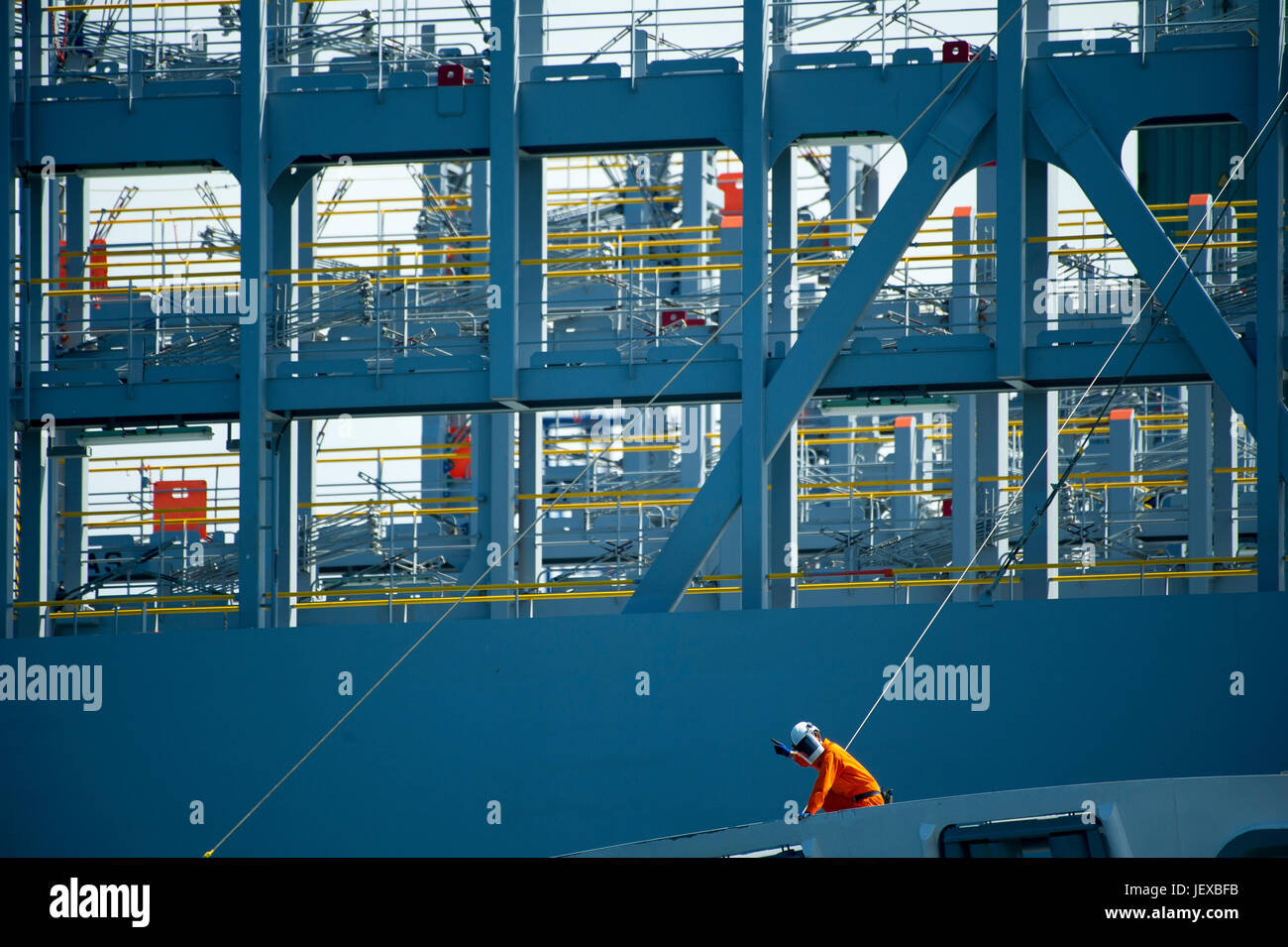 Gdansk, Poland. 28th June, 2017. 400 meter long container ship OOCL ...