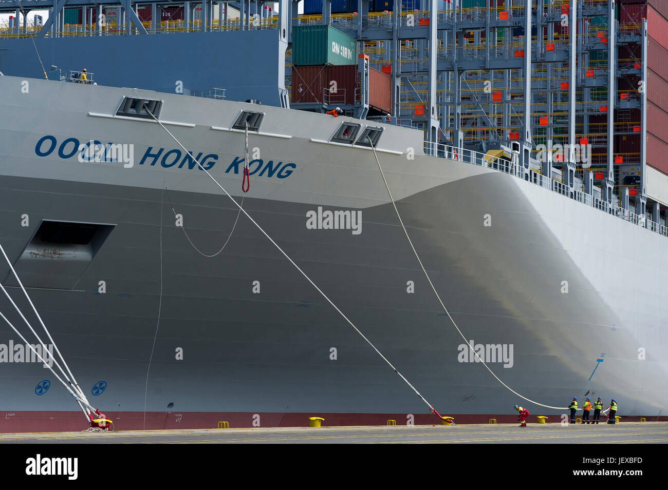 Gdansk, Poland. 28th June, 2017. 400 meter long container ship OOCL ...