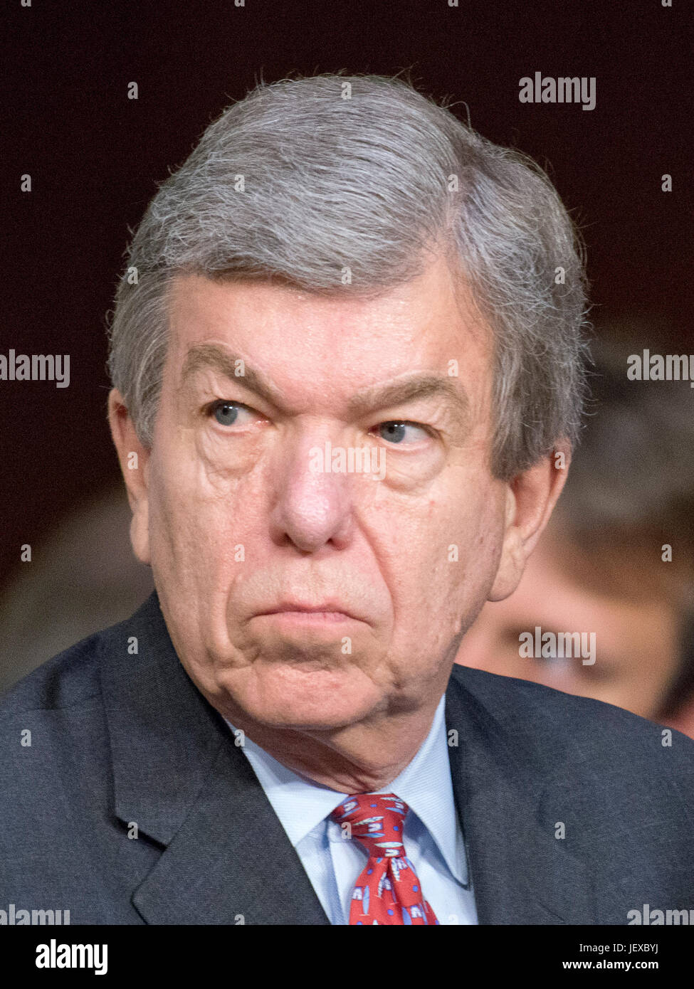 United States Senator Roy Blunt (Republican of Missouri) listens to ...