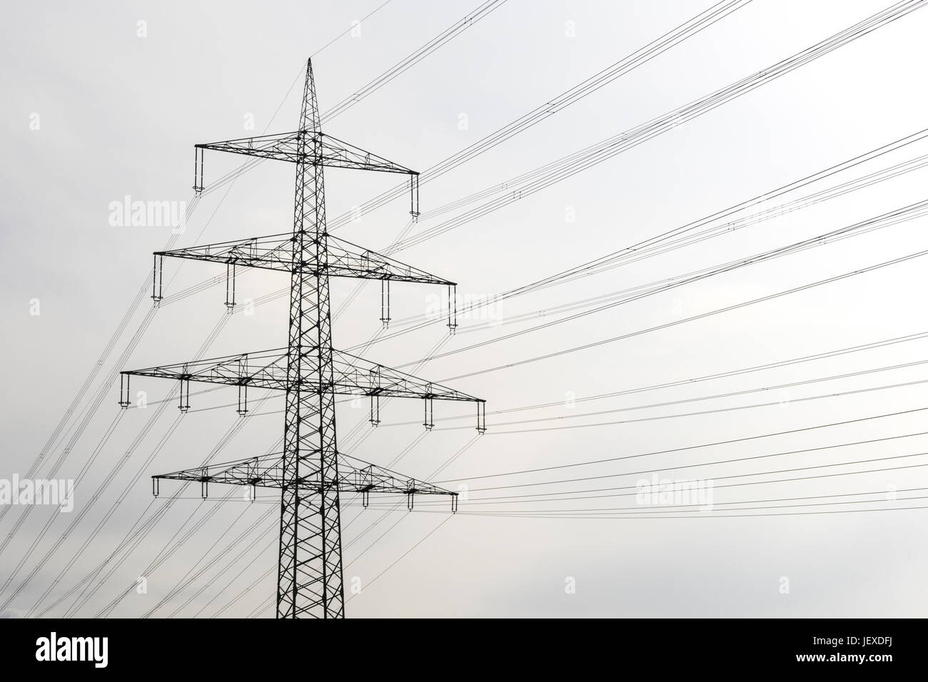 Image of power pole with cables in black and white Stock Photo - Alamy