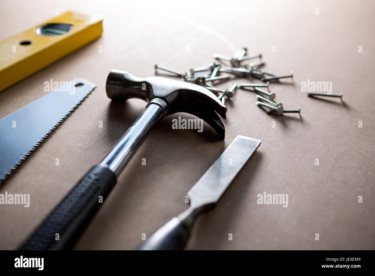 Tools and equipment used for carpentry Stock Photo - Alamy