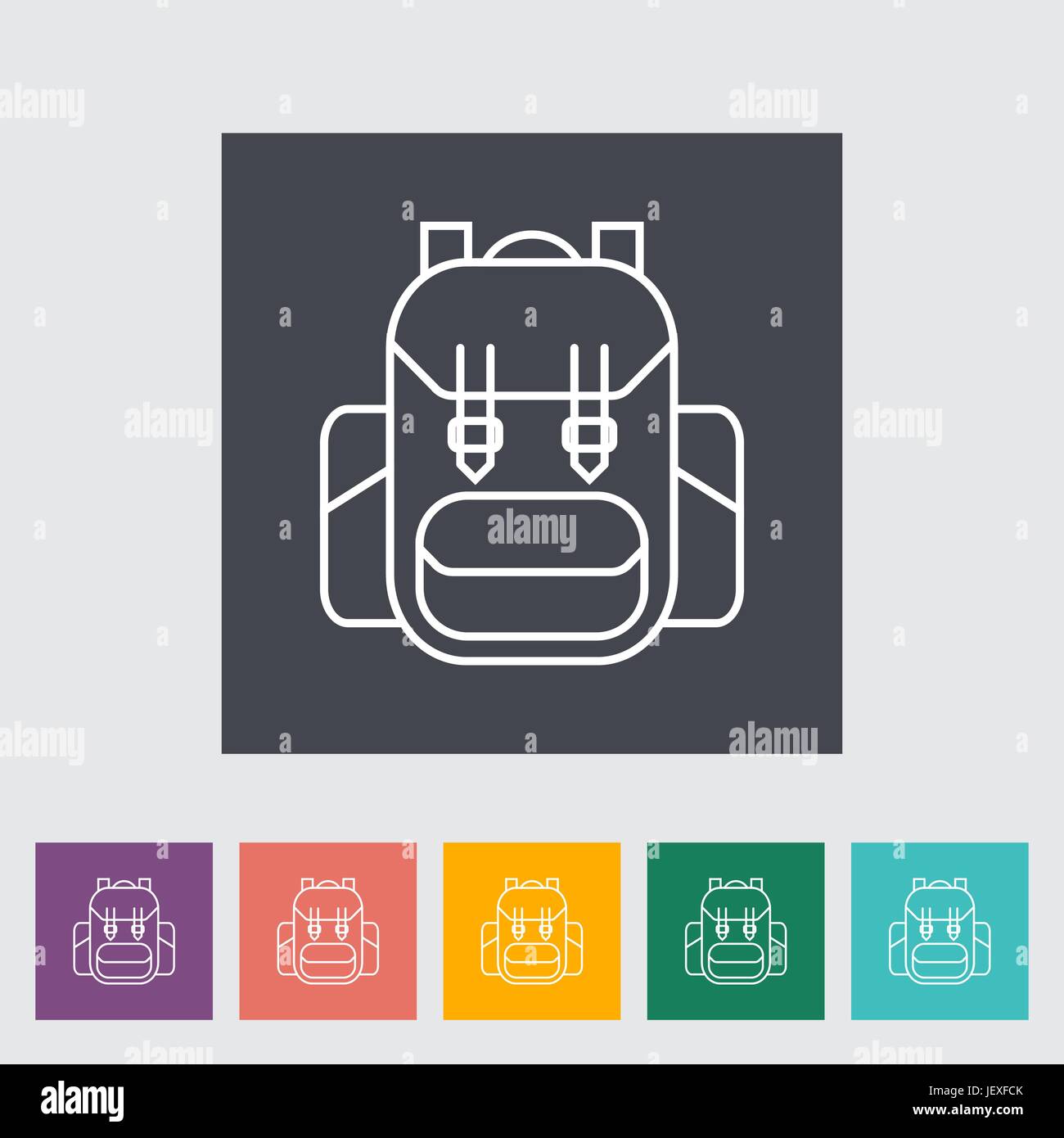 Rucksack outline icon on the button. Vector illustration Stock Vector ...