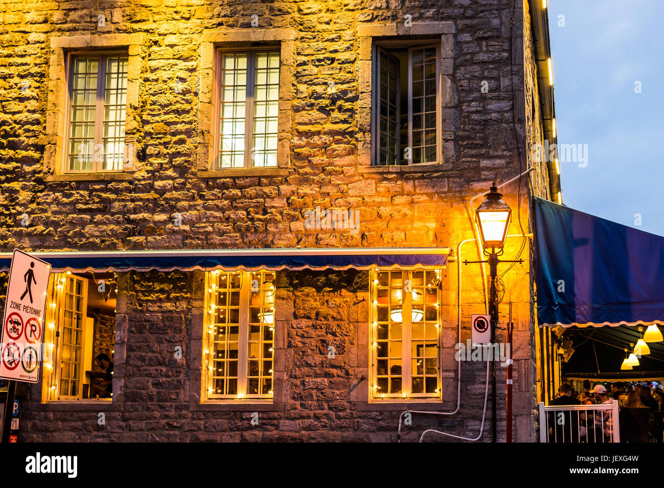 Montreal, Canada - May 27, 2017: Old town area brick building ...