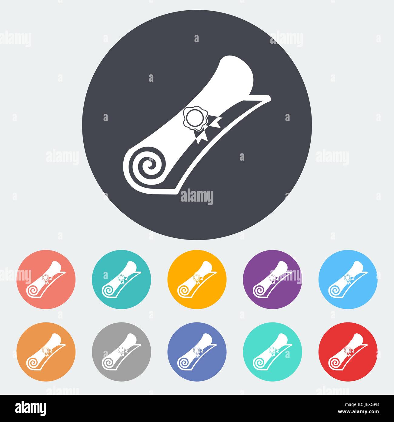 Diploma. Single flat icon on the circle. Vector illustration Stock ...