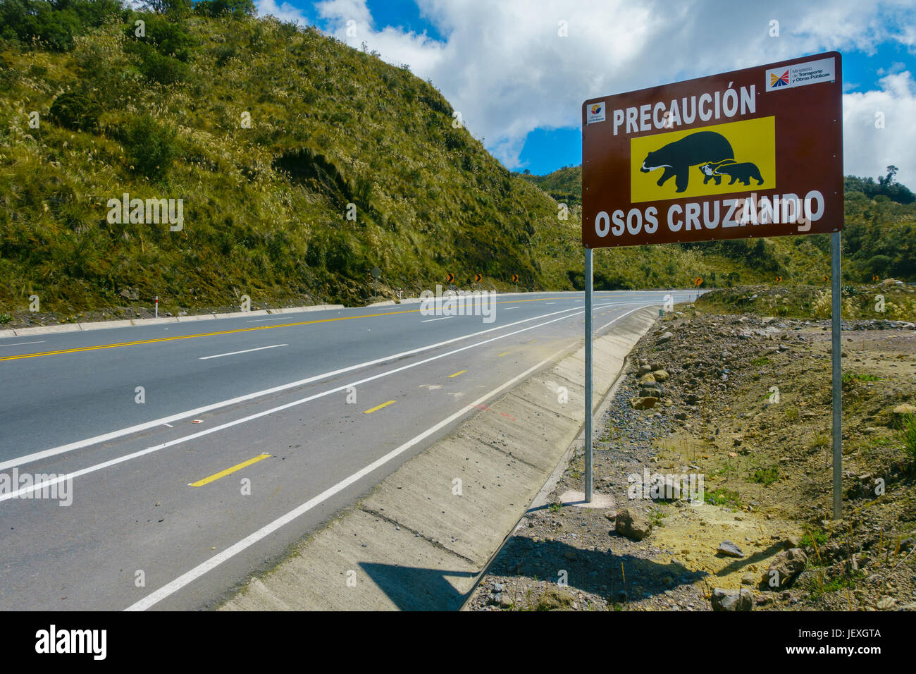 QUITO, ECUADOR - AUGUST 8, 2014: Informative sign to aware the crossing ...