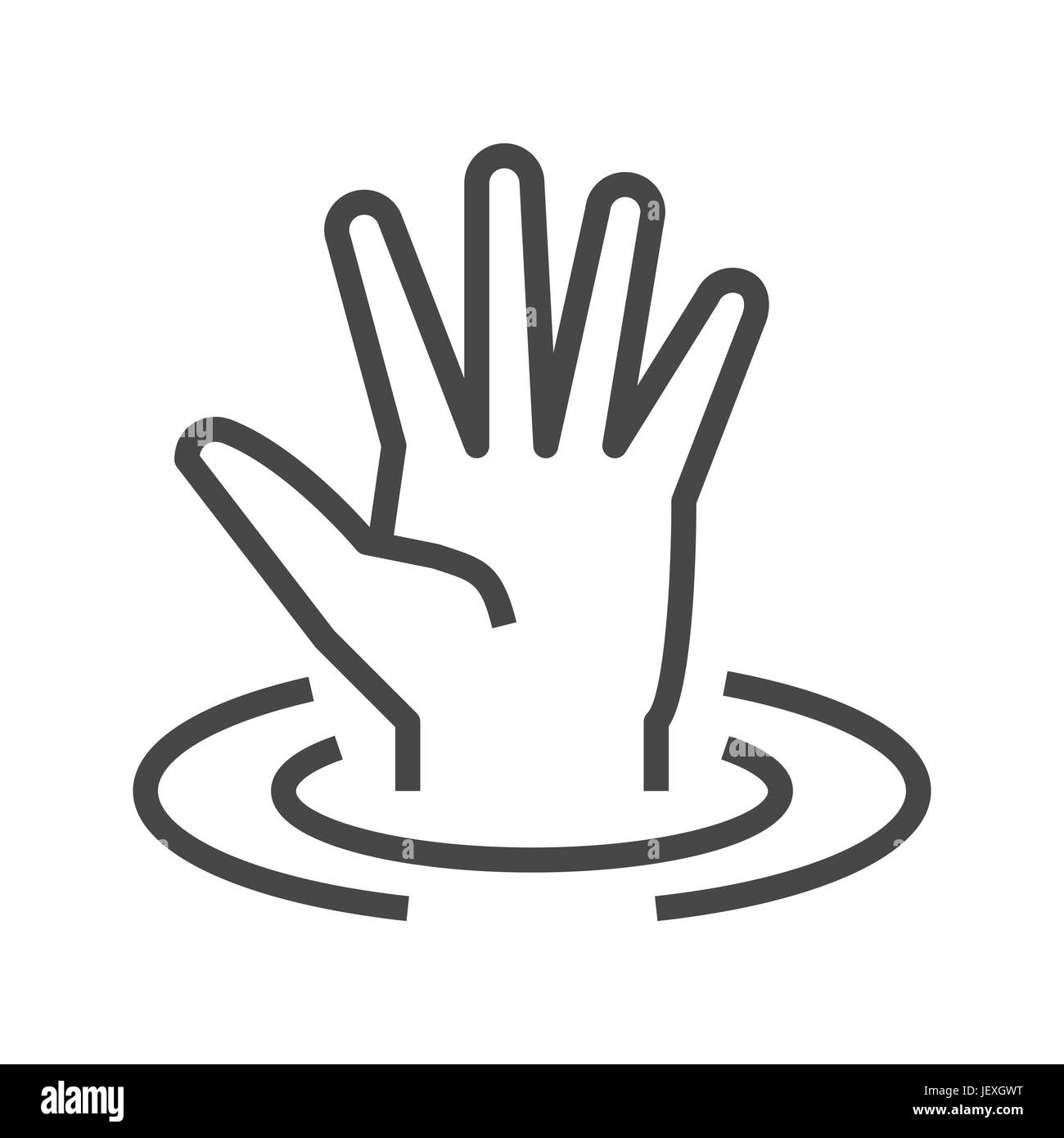 Drowning Victim Thin Line Vector Icon. Flat icon isolated on the white ...