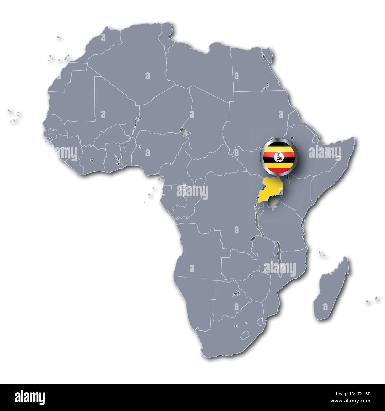 uganda, english, social, africa, flag, border, button, card, area ...