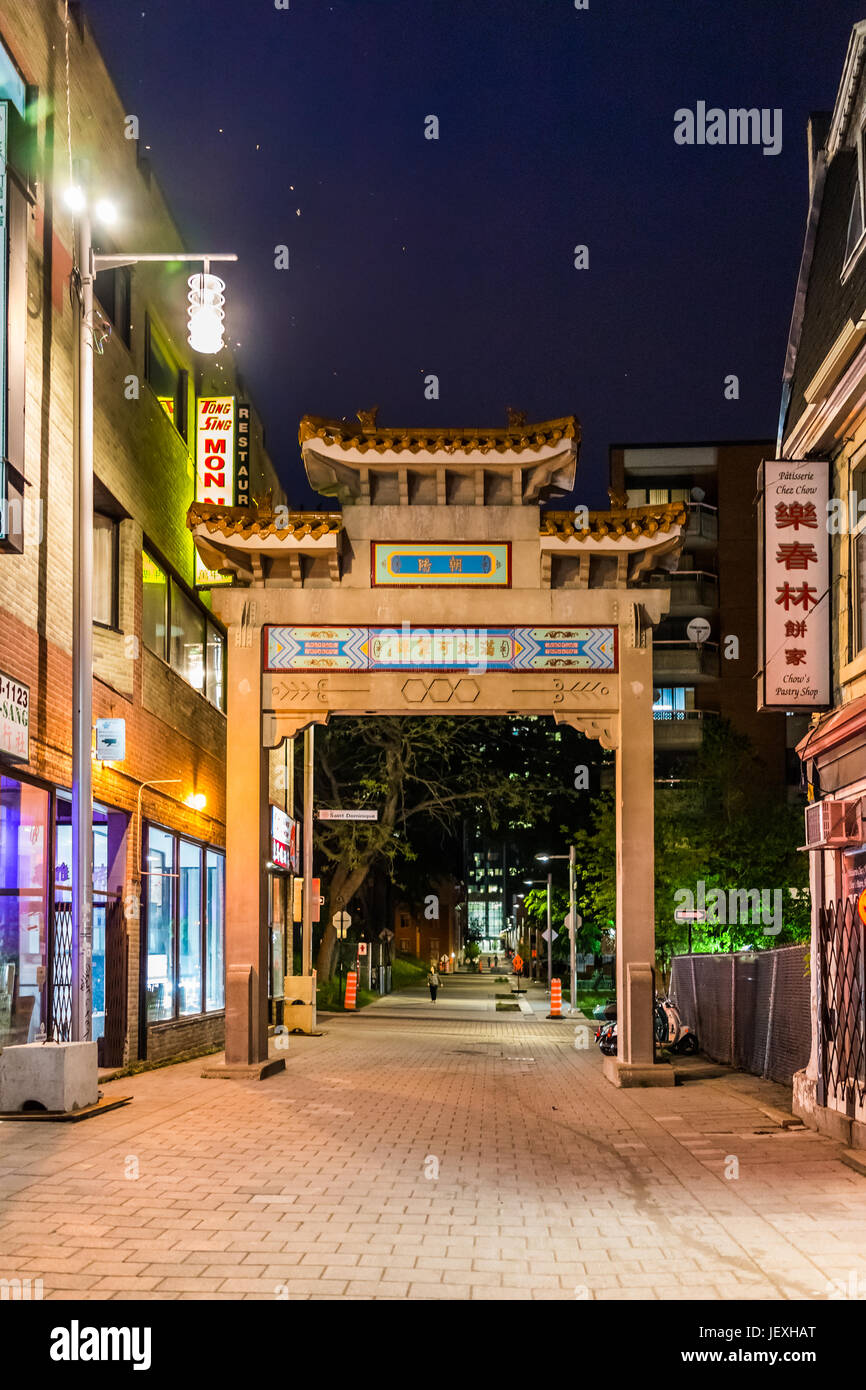 Montreal, Canada - May 27, 2017: Chinatown asian downtown area at night ...