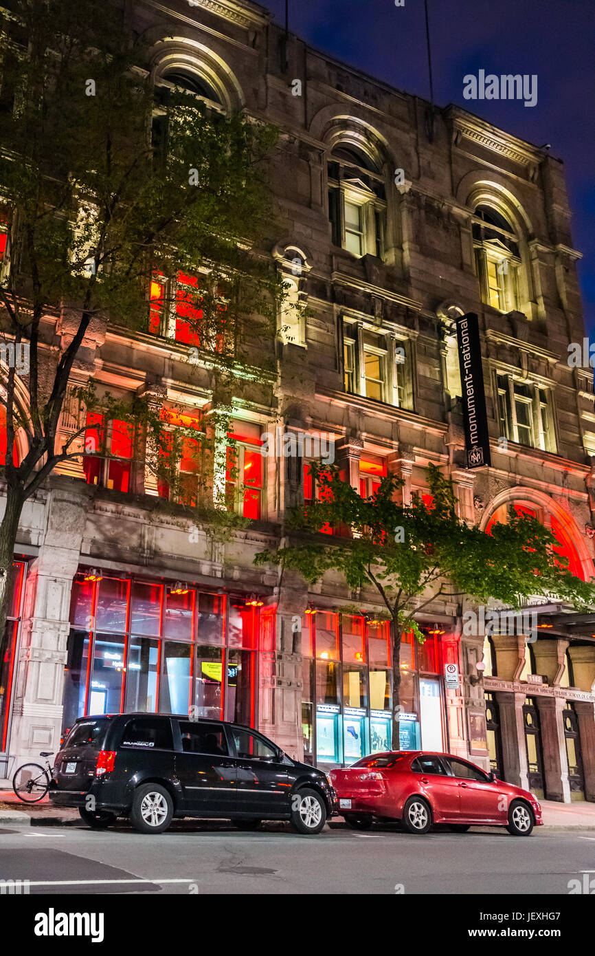 Montreal, Canada - May 27, 2017: Downtown area with red building called ...