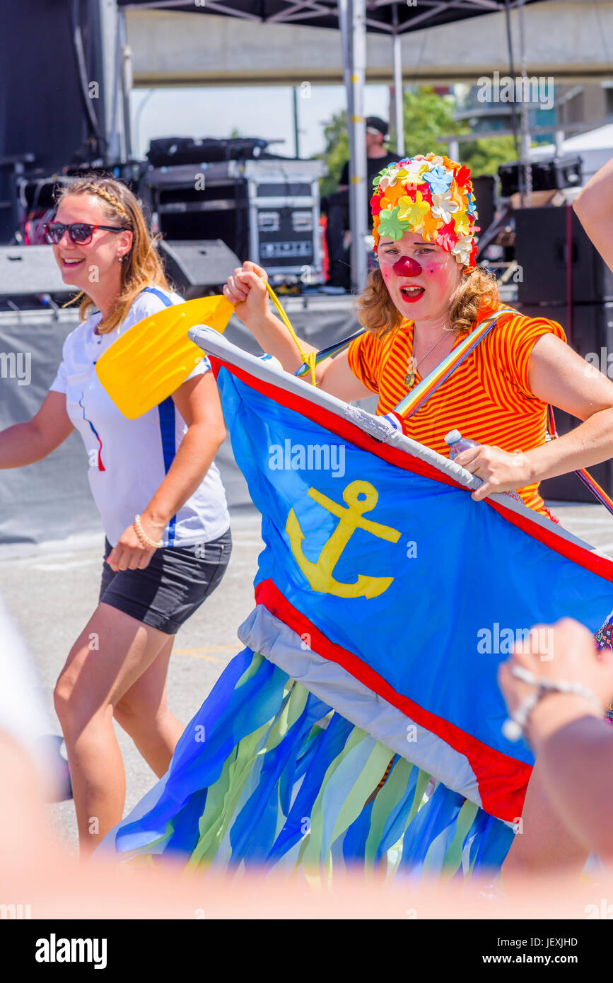 Colourful clown entertainer at Dragon Boat Festival, Vancouver, British ...