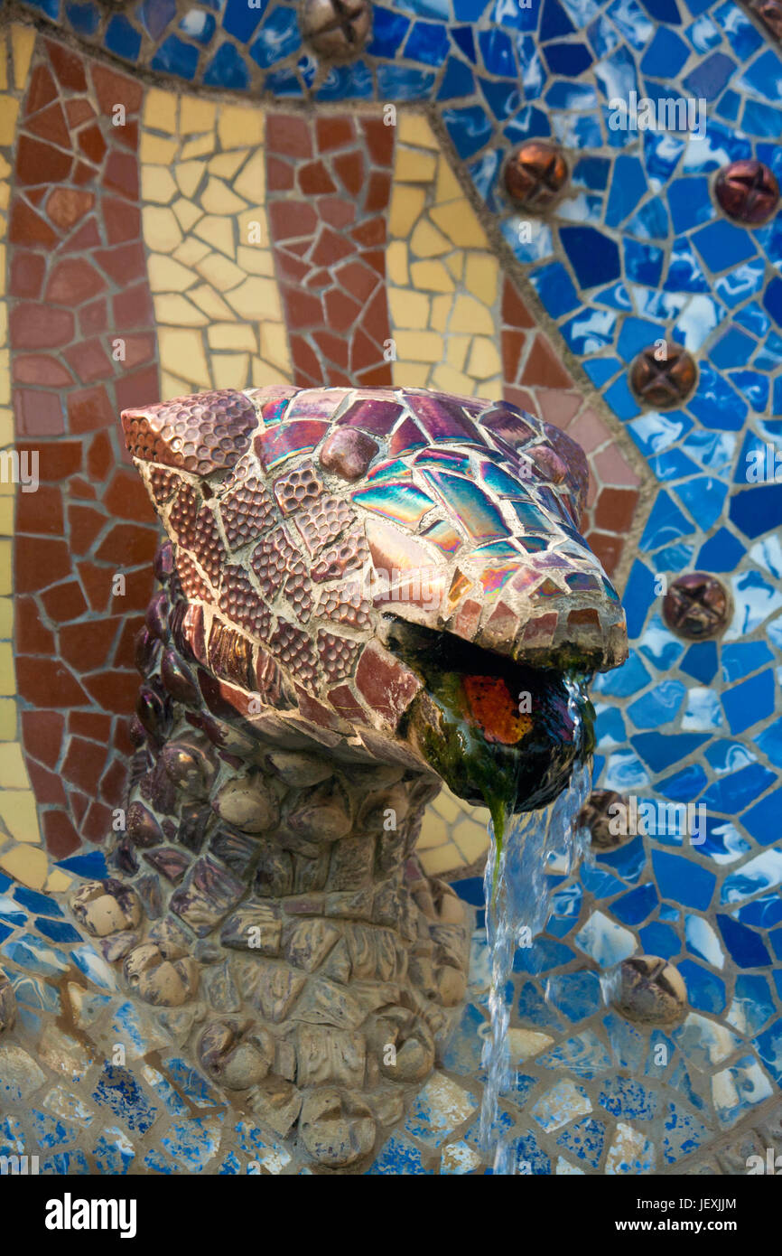 Barcelona, Spain - February 20, 2011: Detail od dragon with national ...