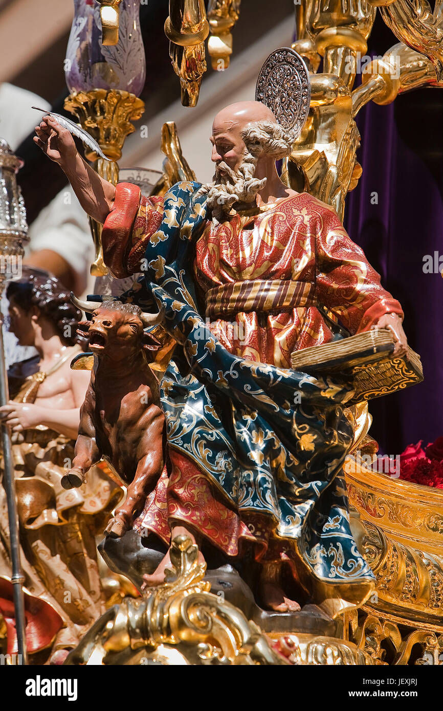 Figuresculpted in polychromatic cedar wood, art of baroque style in ...