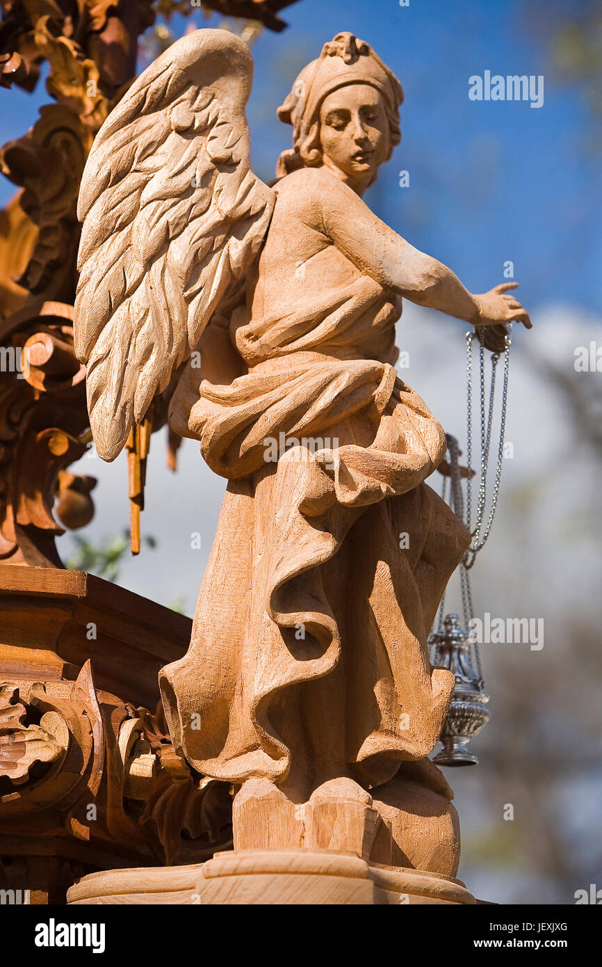Archangel sculpted in cedar wood, art of baroque style in Holy Week ...