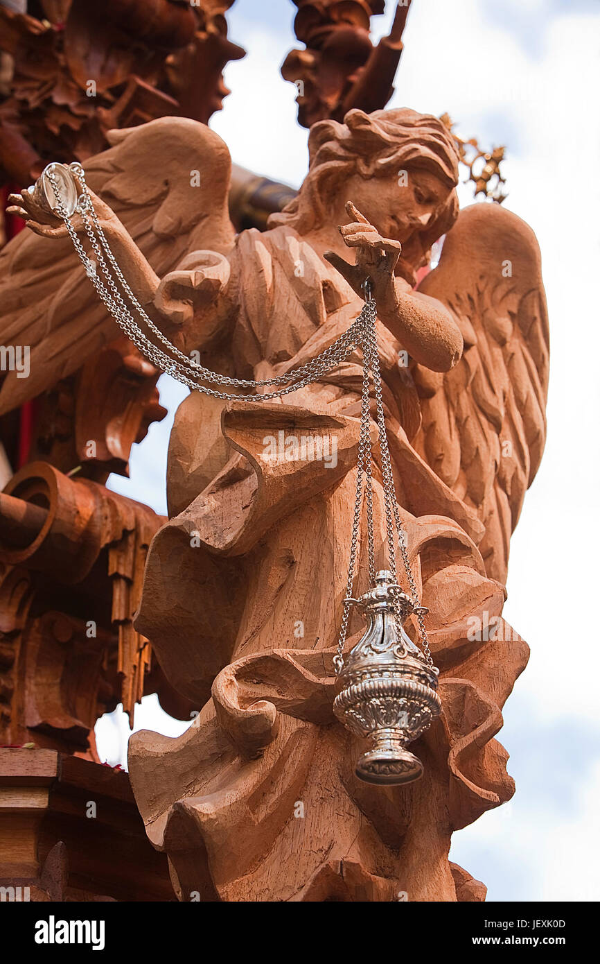 Archangel sculpted in cedar wood, art of baroque style in Holy Week ...