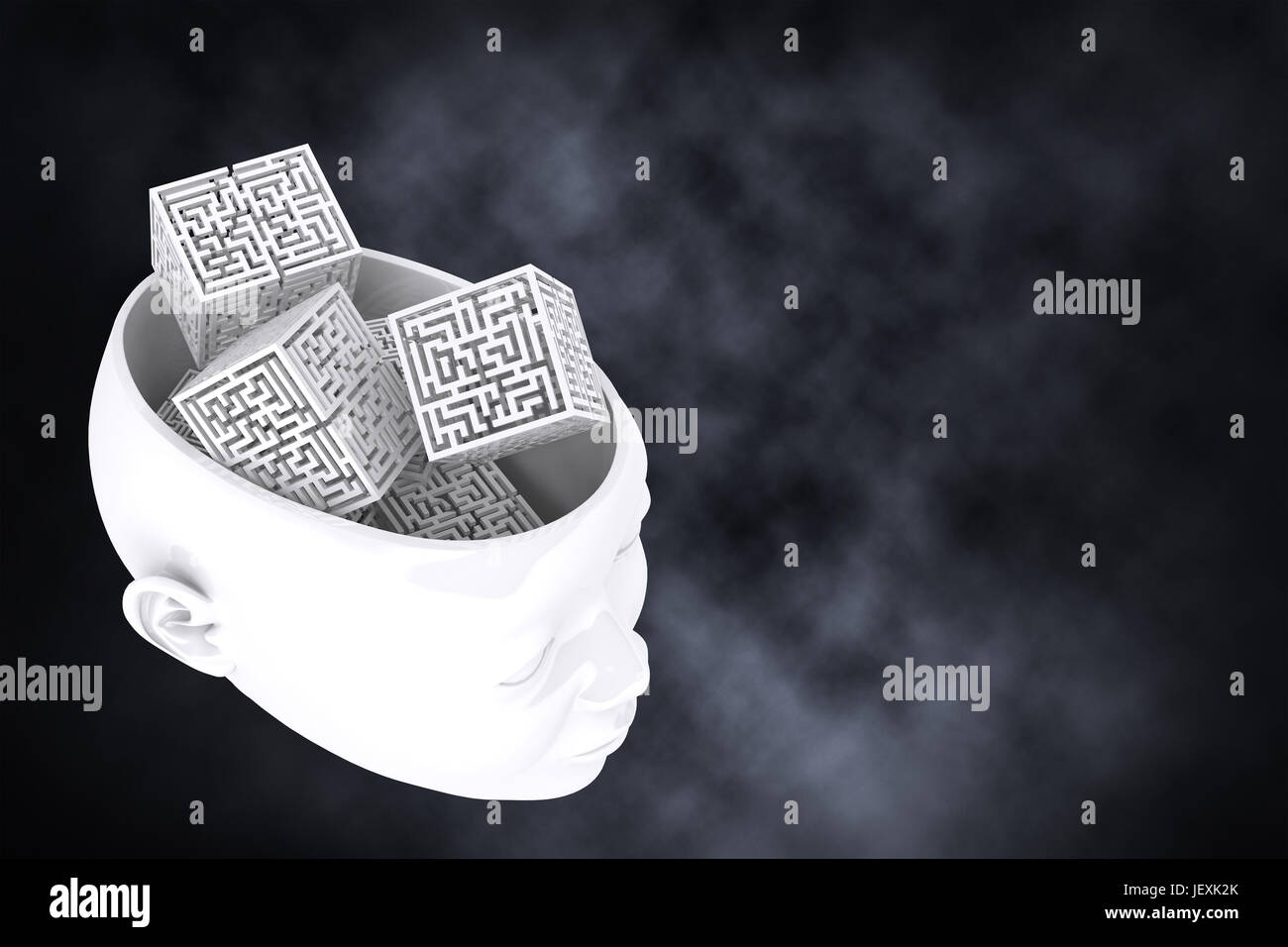 Composite image of maze brain in head Stock Photo - Alamy