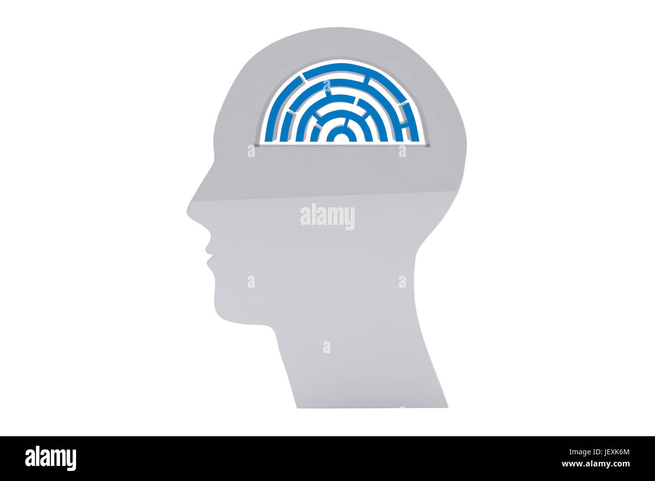 Composite image of maze brain in head Stock Photo - Alamy