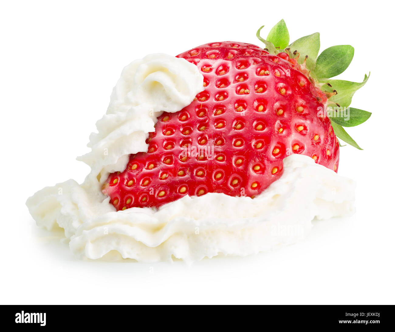 strawberry with whipped cream isolated on a white background Stock ...