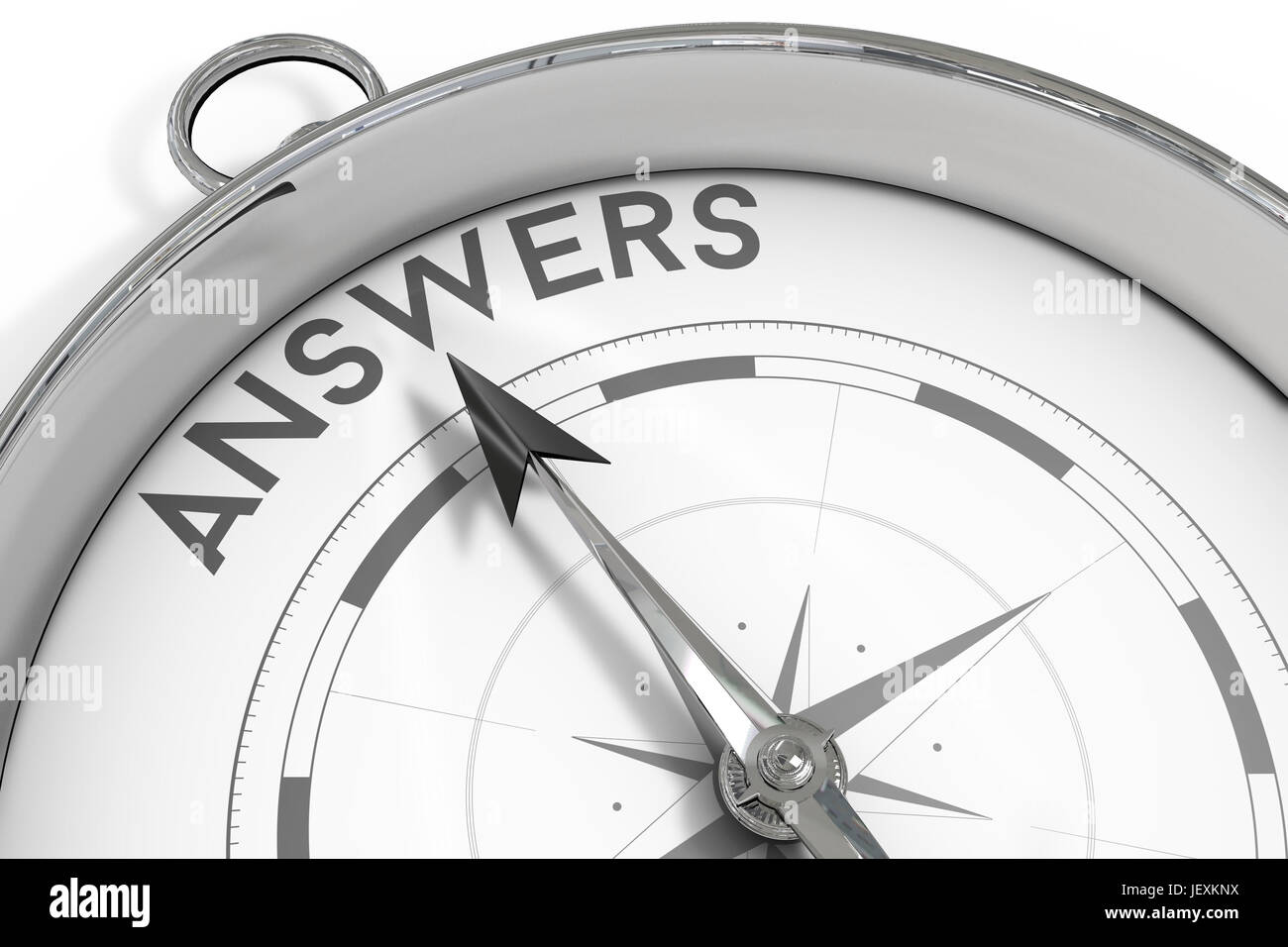 Compass pointing to answers Stock Photo - Alamy