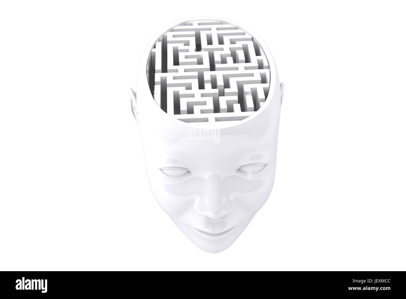 Composite image of maze brain in head Stock Photo - Alamy