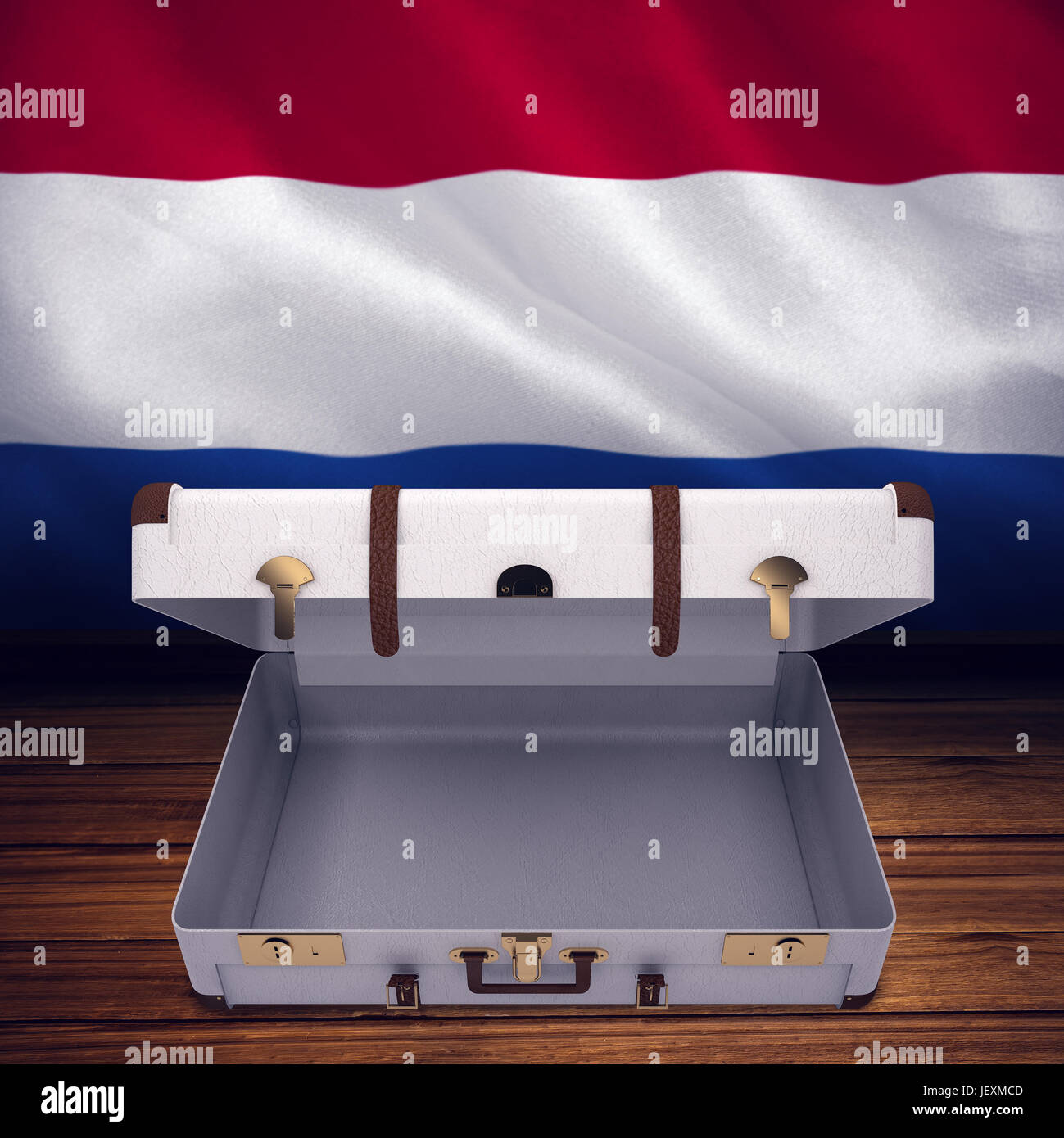 Composite image of open suitcase Stock Photo - Alamy