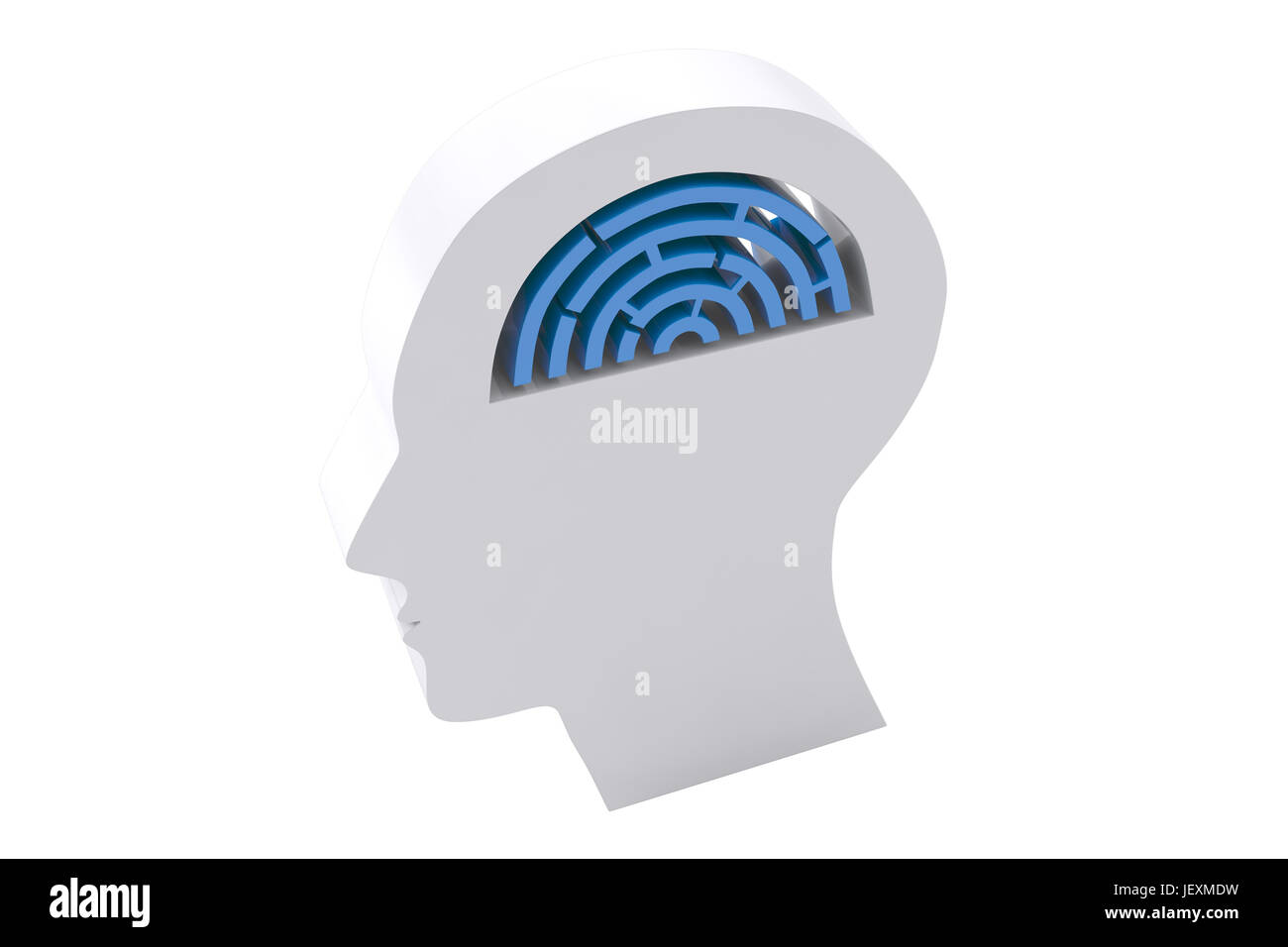 Composite image of maze brain in head Stock Photo - Alamy