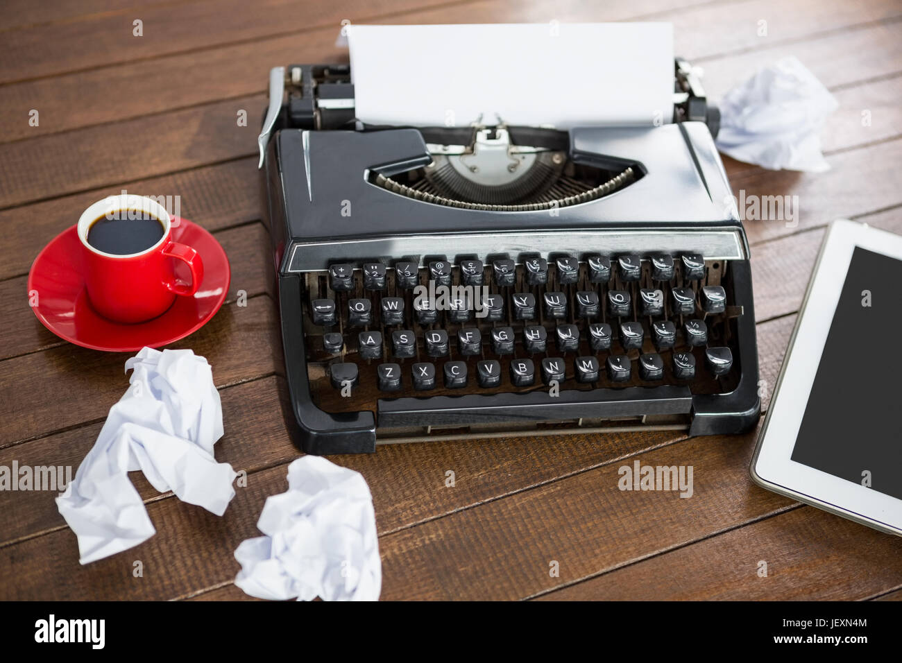 front view of typewriter putting on a desk Stock Photo - Alamy