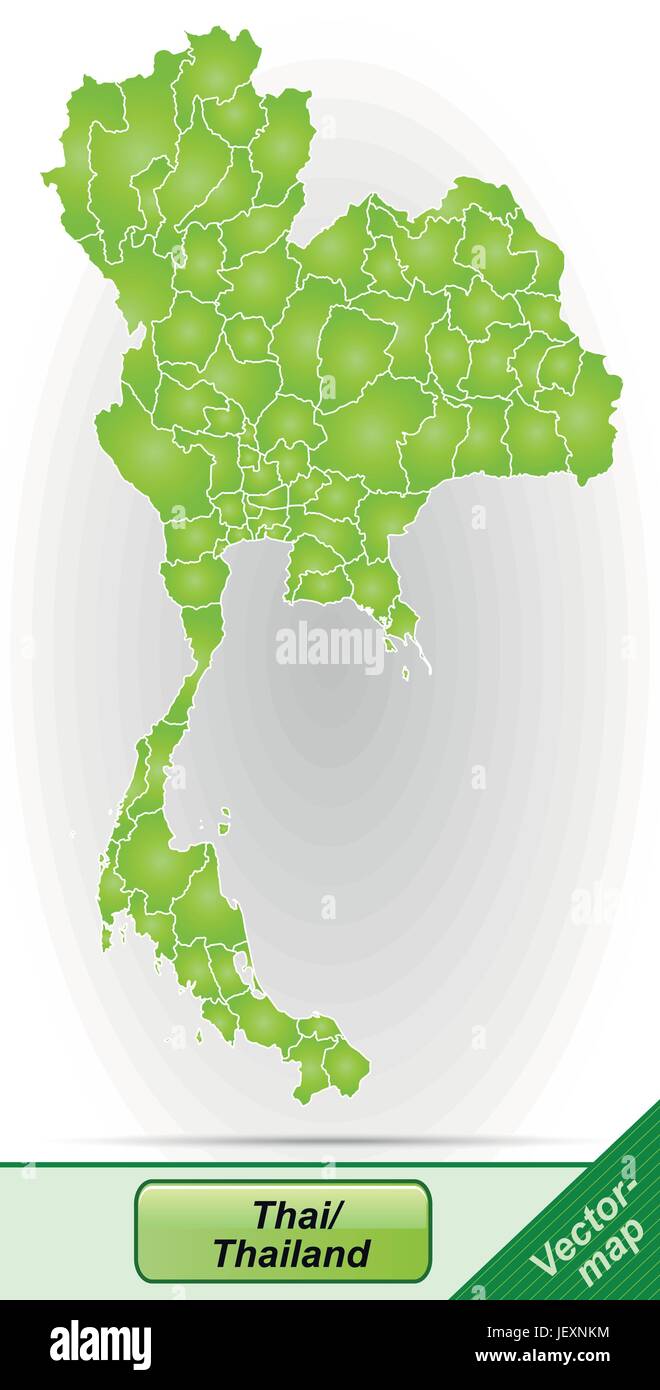 border map of thailand with borders in green Stock Vector Image & Art ...