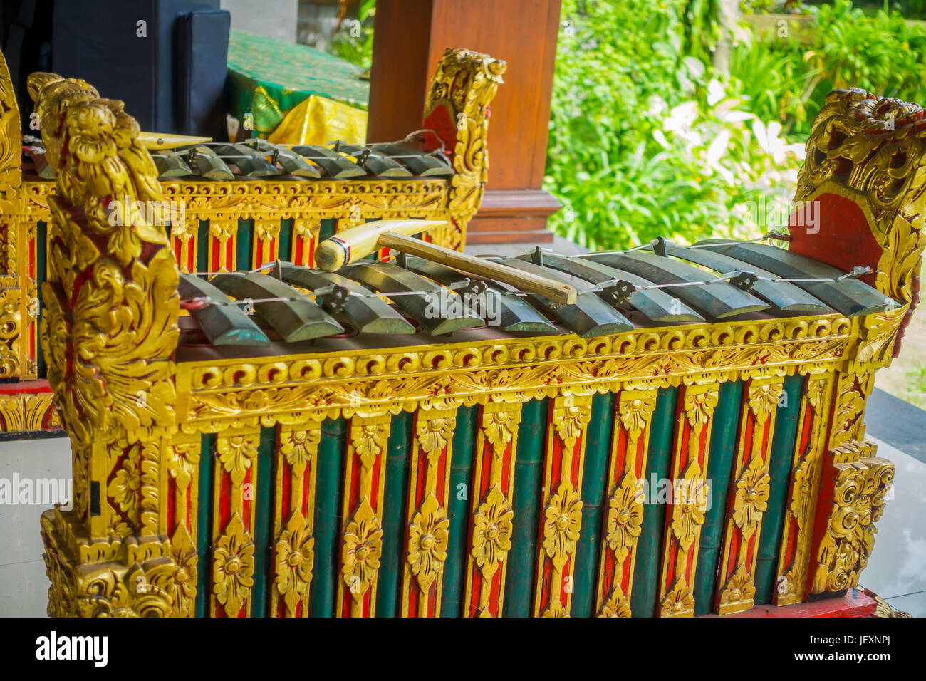 BALI, INDONESIA - MARCH 08, 2017: Hindu musical instruments inside of ...