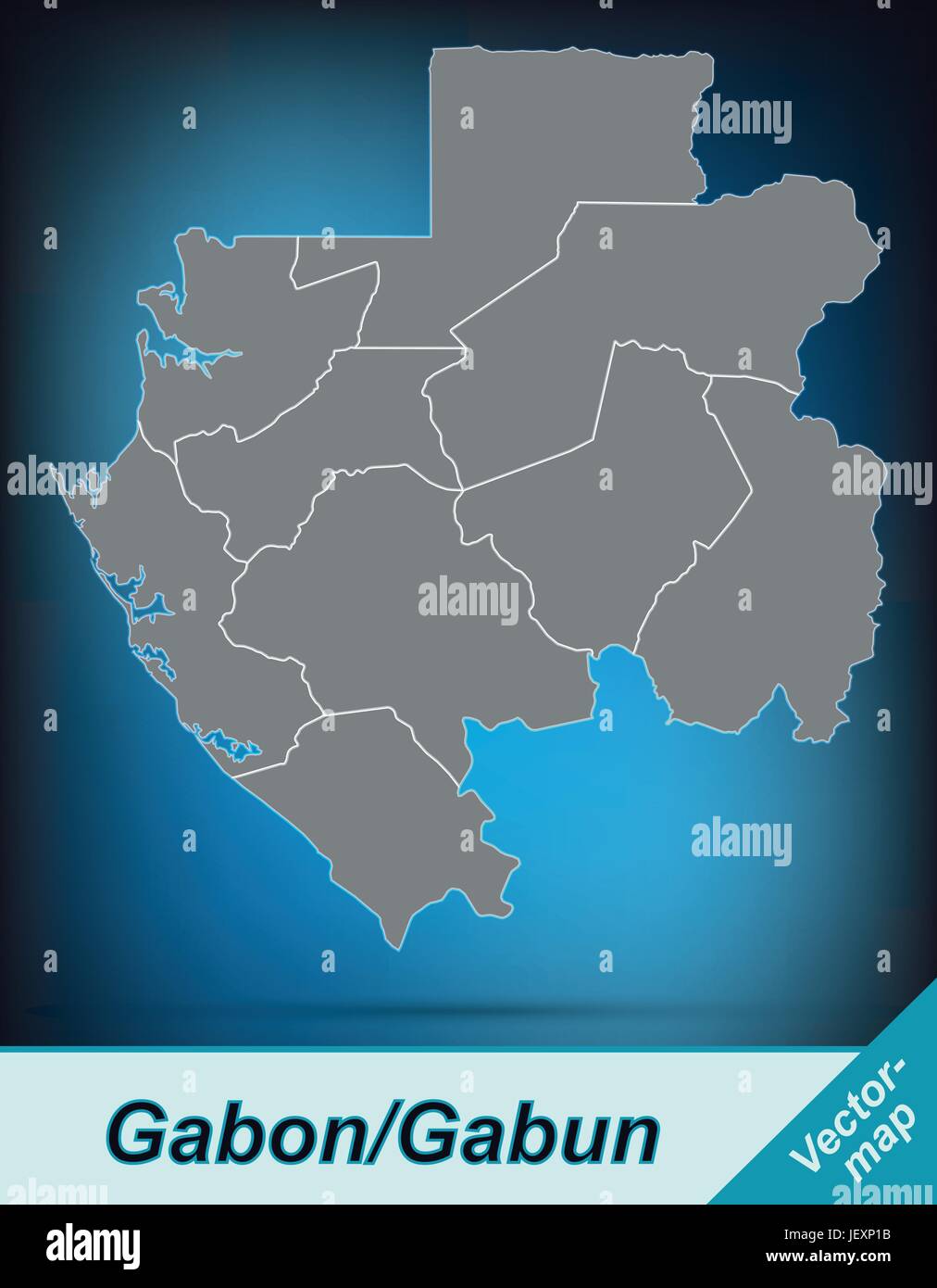 border map of gabon with borders in bright gray Stock Vector Image ...