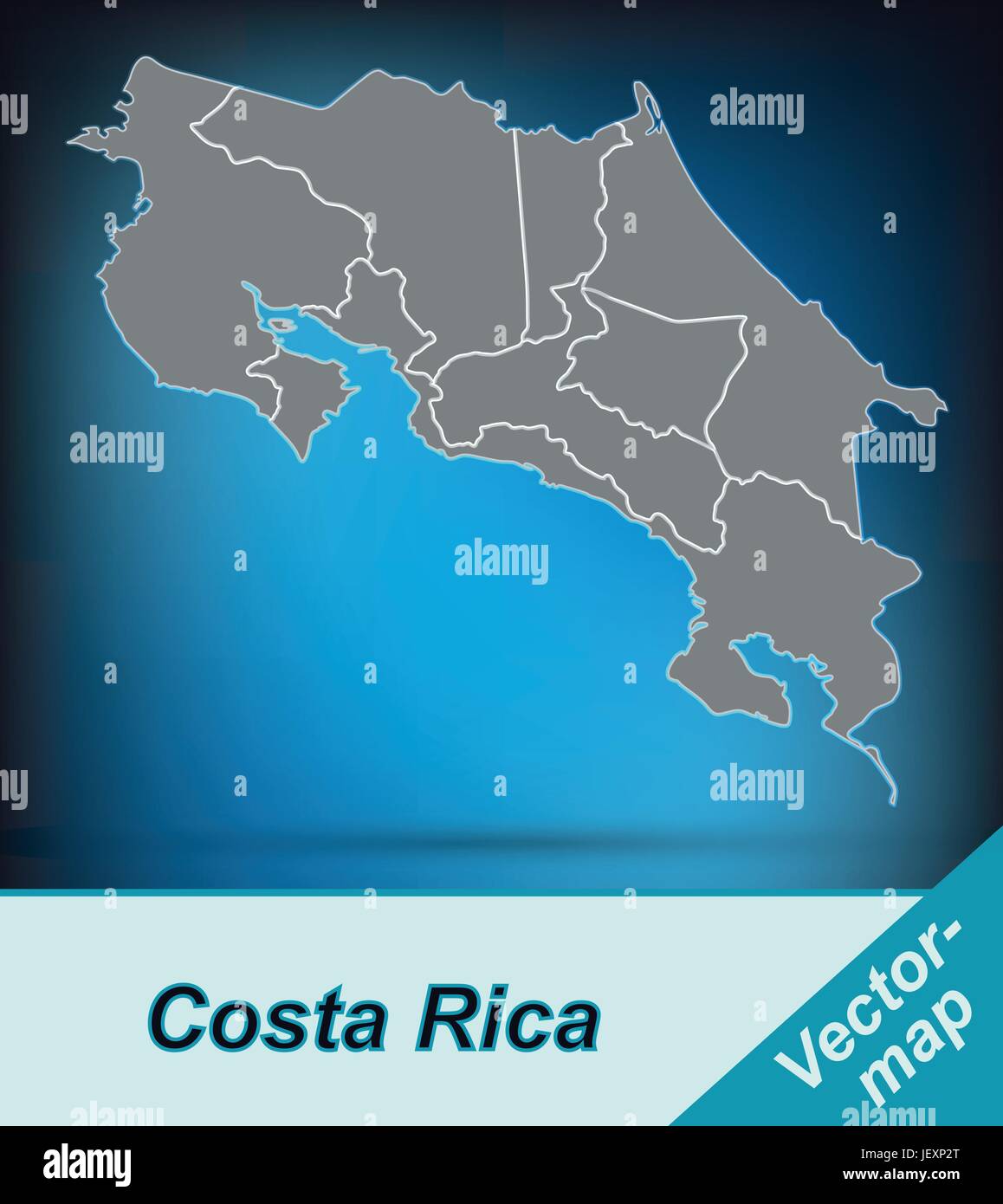 border map of costa rica with borders in bright gray Stock Vector Image ...