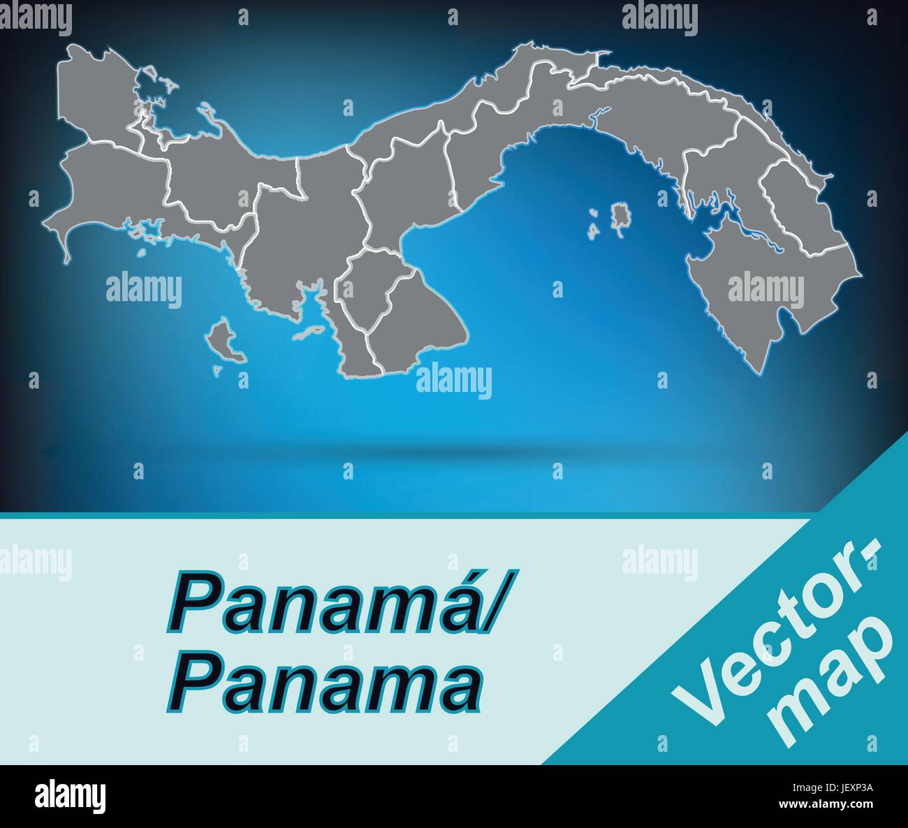 border map of panama with borders in bright gray Stock Vector Image ...