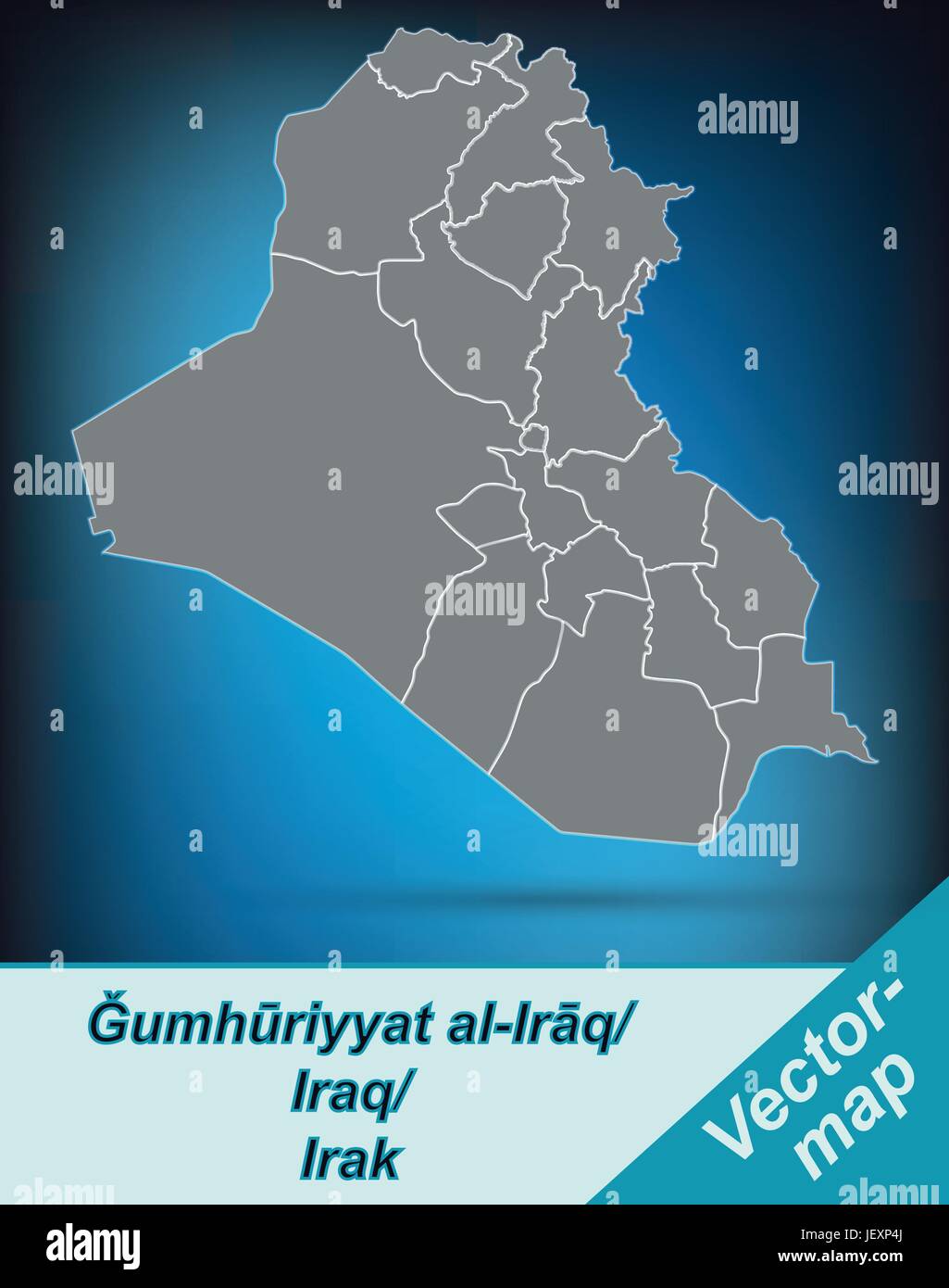 boundary map of iraq with borders in bright gray Stock Vector Image ...