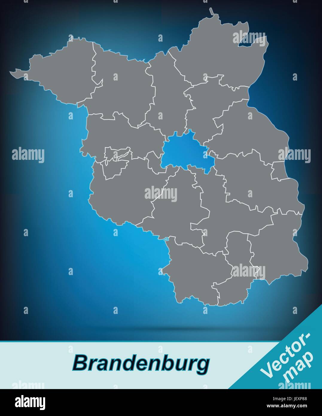 border map of brandenburg with borders in bright gray Stock Vector ...
