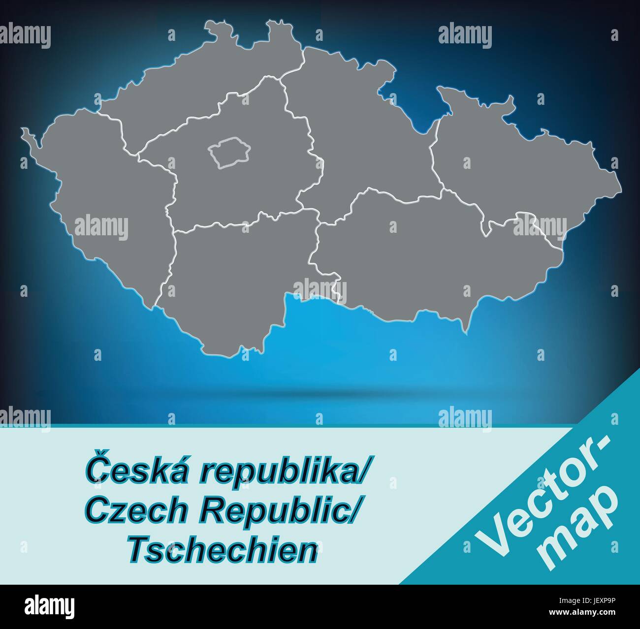 boundary map of czech republic with borders in bright gray Stock Vector ...