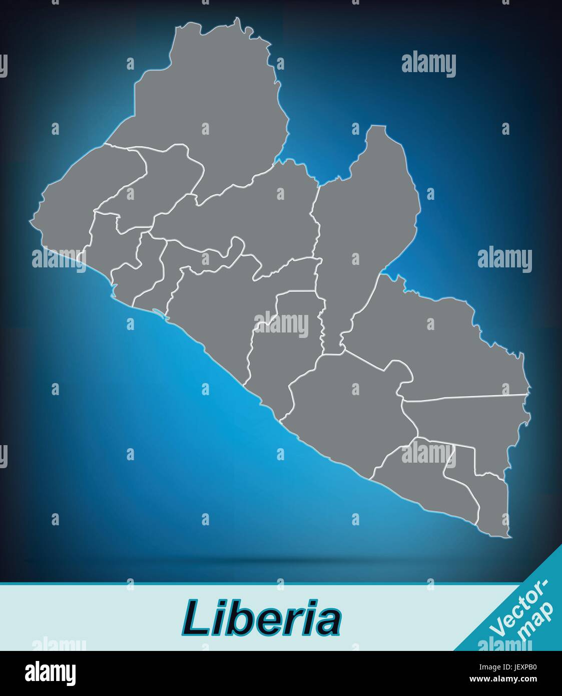 border map of liberia with borders in bright gray Stock Vector Image ...