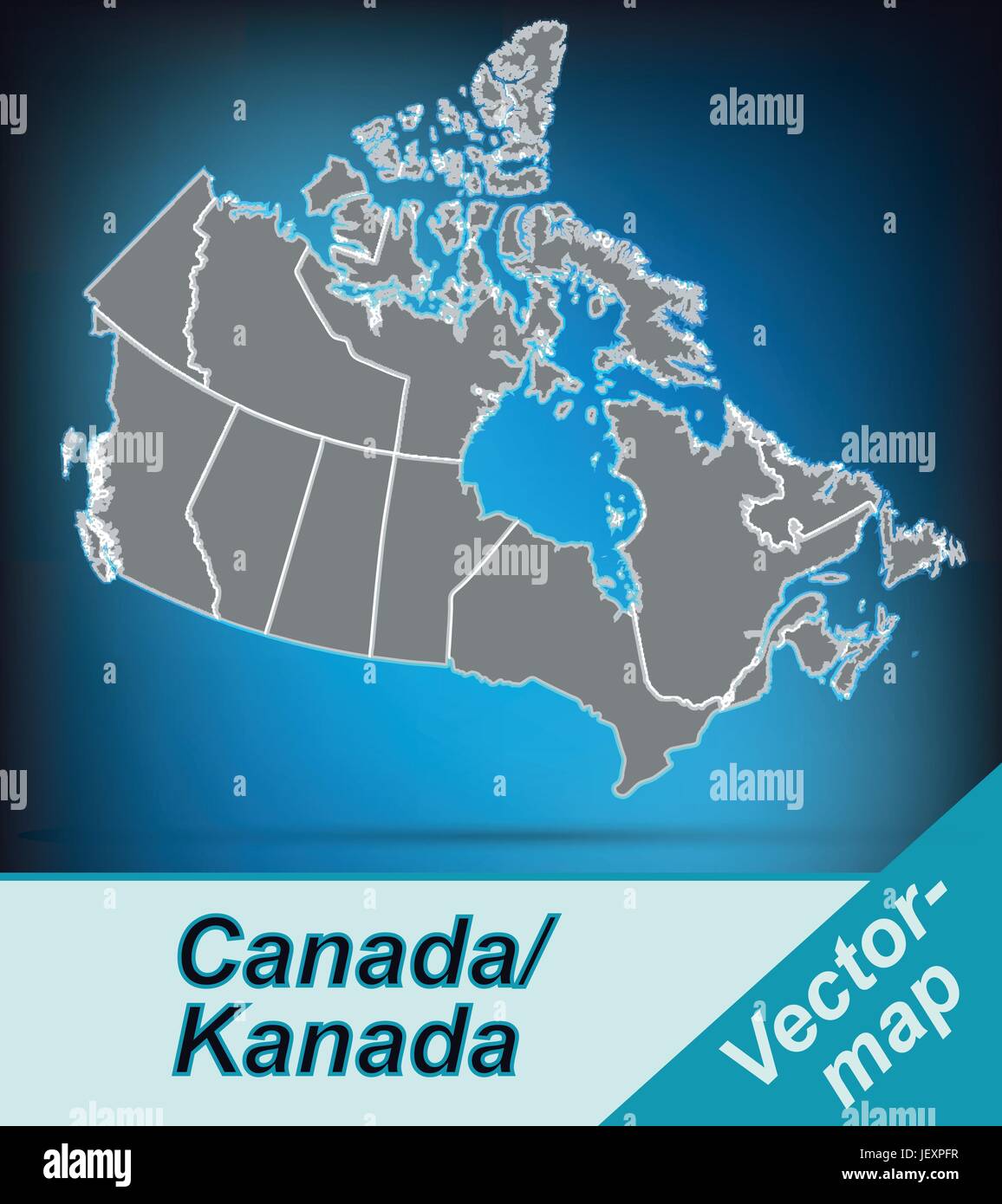 boundary map of canada with borders in bright gray Stock Vector Image ...