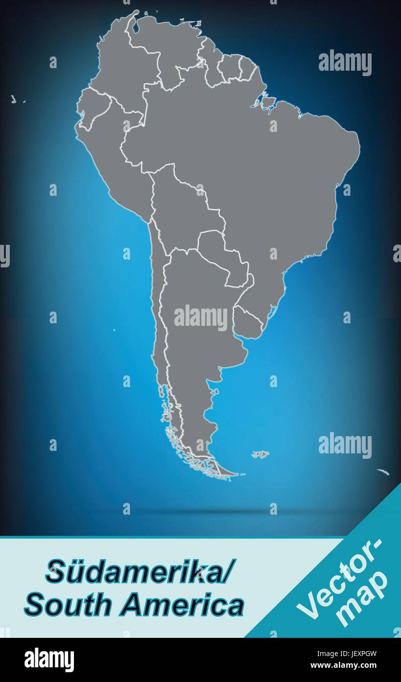 border map of south with borders in bright gray Stock Vector Image ...