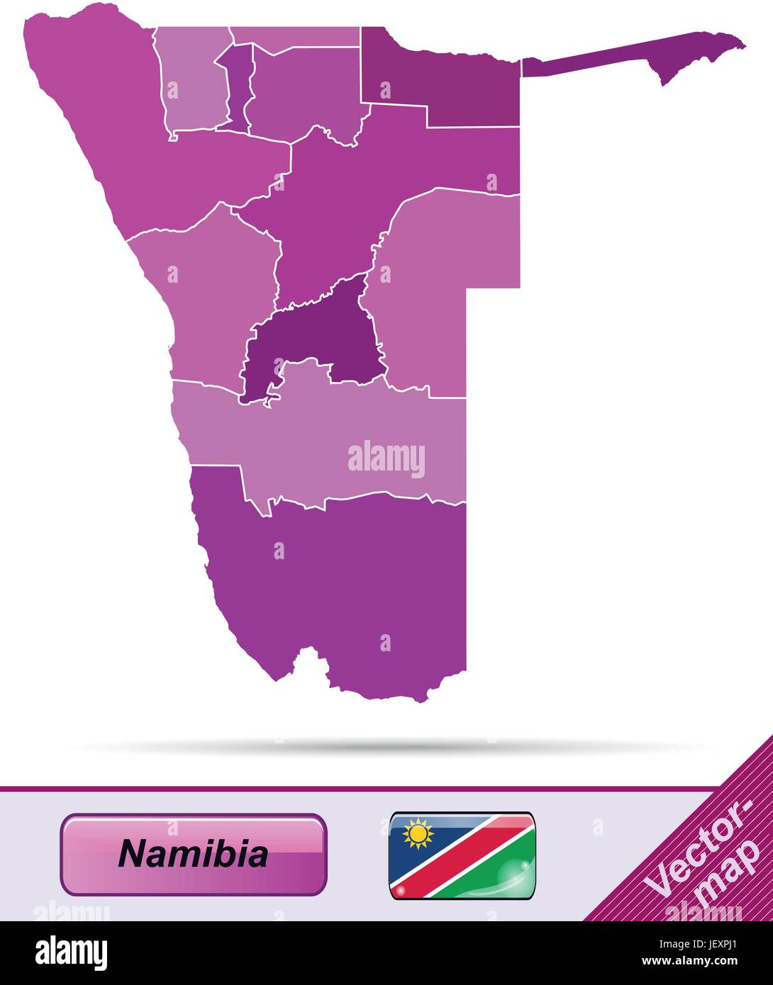 border map of namibia with borders in violet Stock Vector Image & Art ...