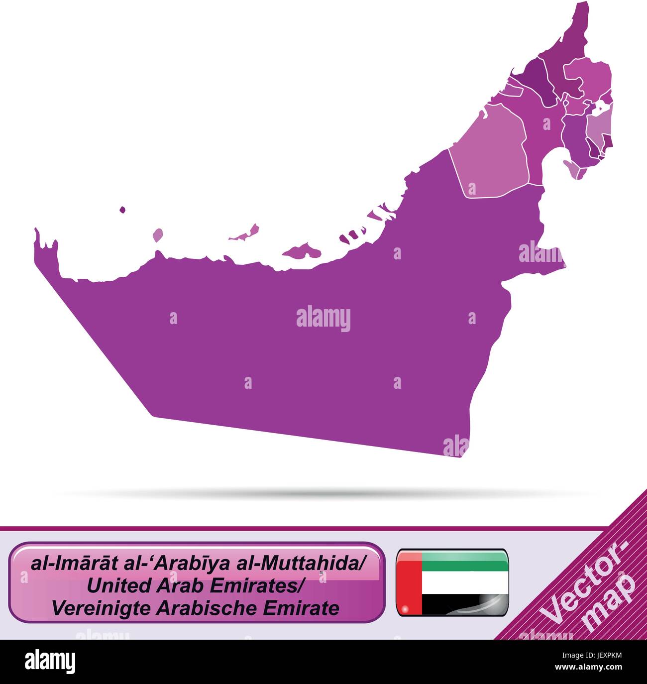border map of united-arab-emirates with borders in violet Stock Vector ...
